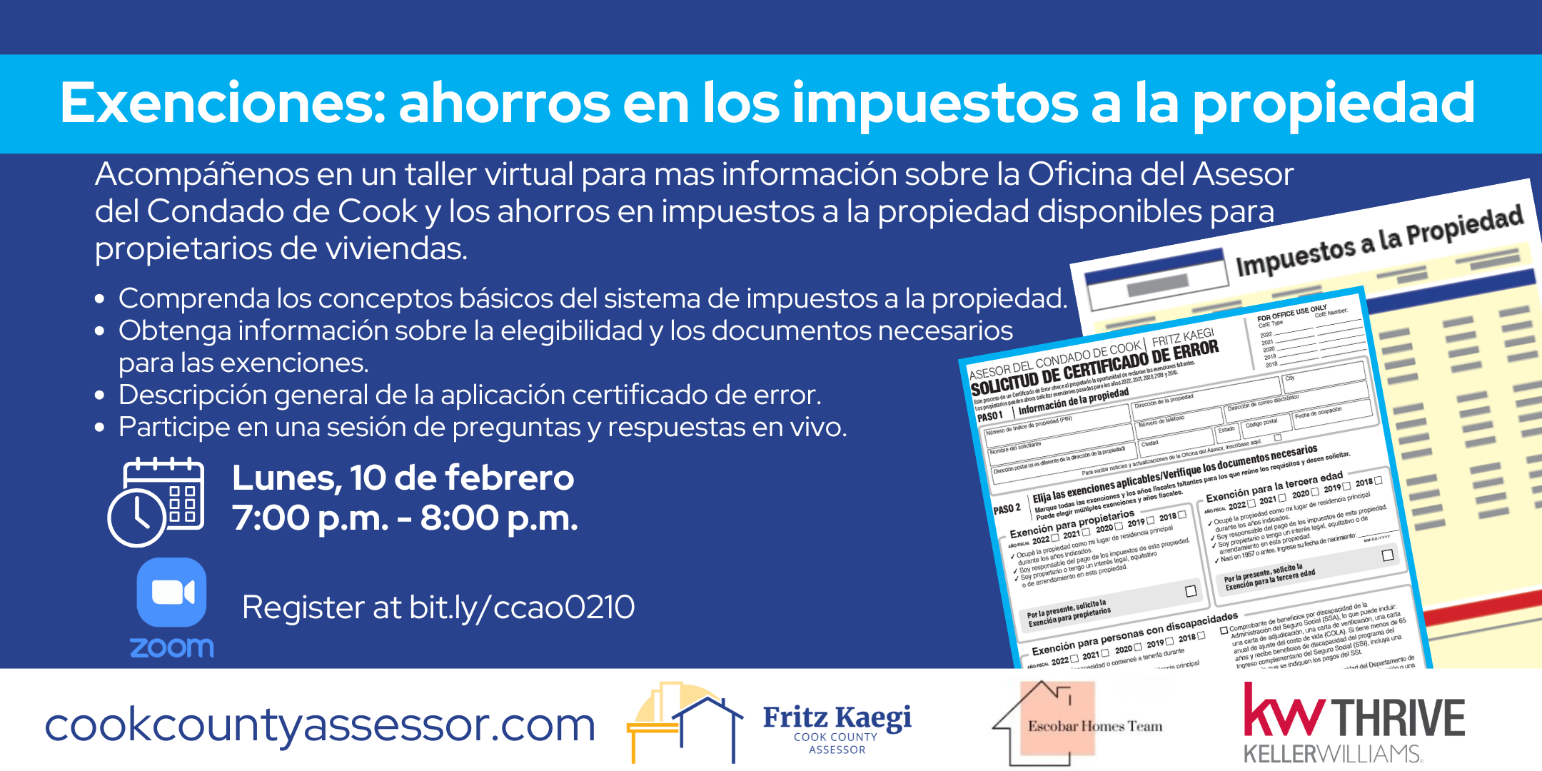 Solicitando ahorros en impuestos a la propiedad | Virtual - Escobar Homes | Cook County Assessor ...